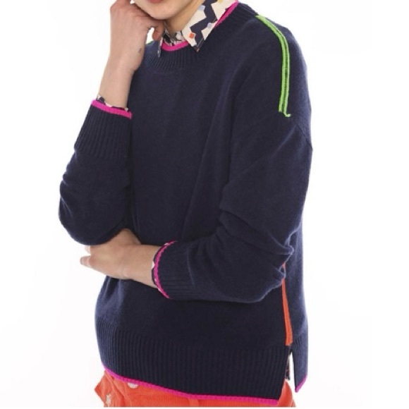 Vilagallo | Sweaters | Village Fabiola Sweater Wool Striped Trim Navy ...